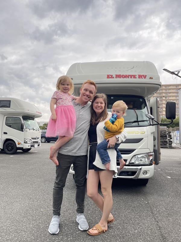 family picture in front of RV Japan - Heath & Alyssa